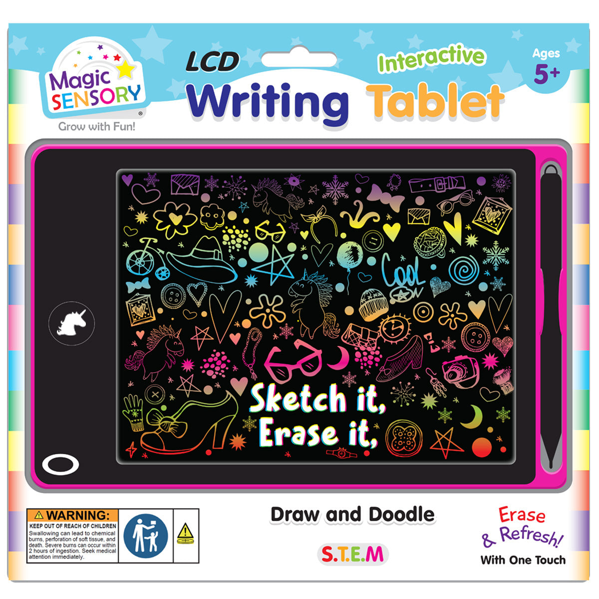 Interactive LCD Writing Tablet - Pink Unicorn – Magic Sensory